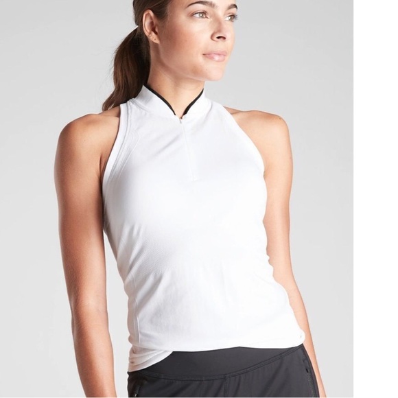 Athleta | Tops | Athleta Momentum Polo Tank 4 Zip Tennis Swim Golf ...